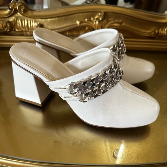 Shoes | Chunky Chain Mules Block Heel Mules Loafers Gold Chain | Poshmark